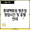 롯데백화점 평촌점 영업시간 및 층별 안내 네이버 블로그